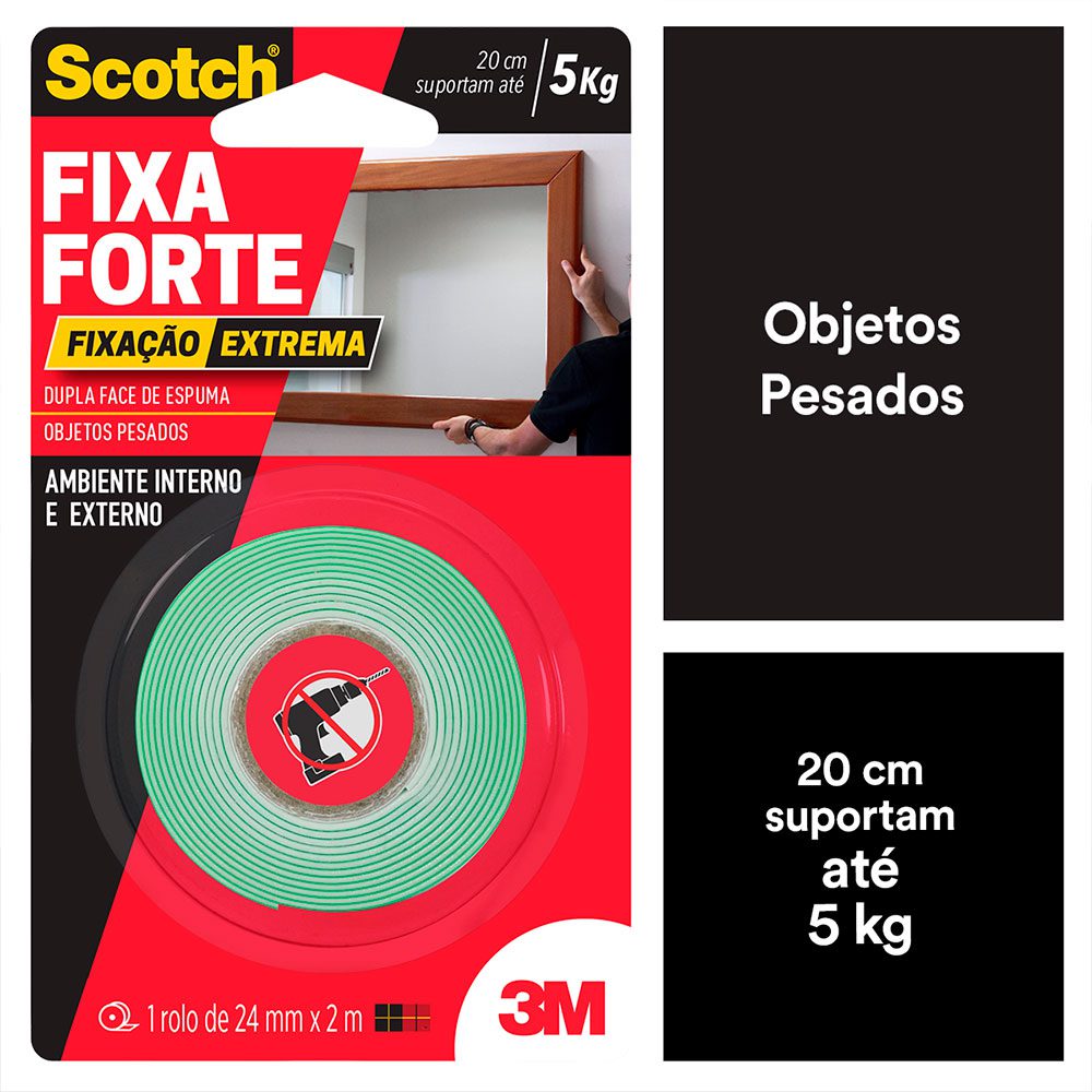 Fita Fixa Forte Extreme VHB Scotch 3M – 24mmx2m – Multicasa